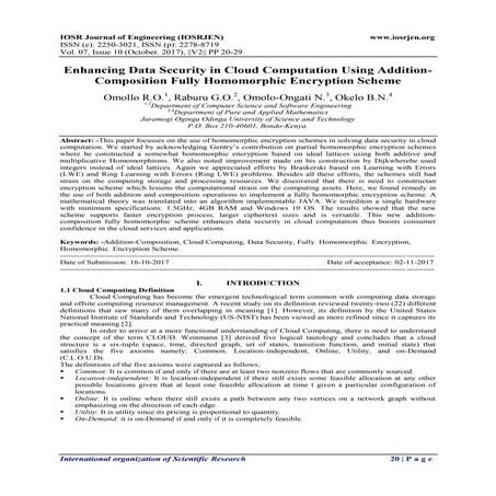 Enhancing Data Security In Cloud Computation Using Addition Composition Fully Homomorphic