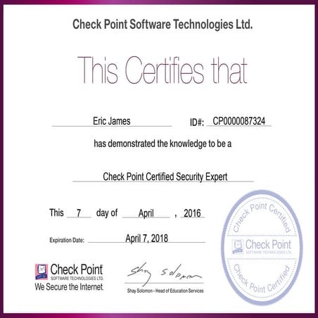 CheckPoint Certified Security Expert - 04072016 | PDF