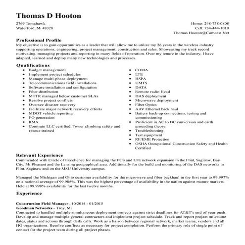 Thomas Hooton Resume | PDF