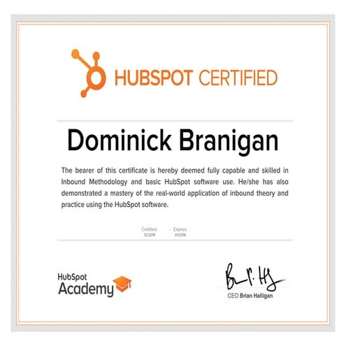 HubSpot Certification Cert | PPT
