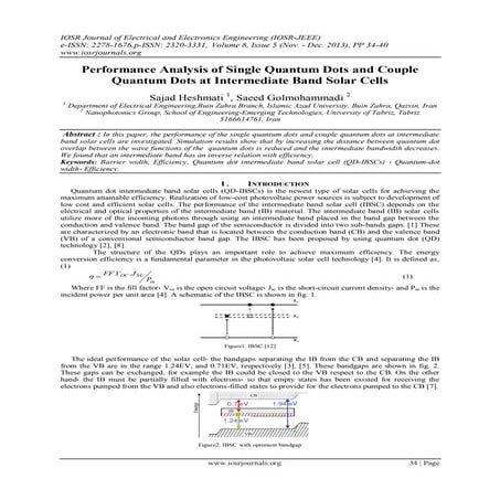 Performance Analysis of Single Quantum Dots and Couple Quantum Dots at Intermediate Band Solar ...