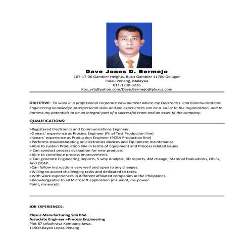 Dave Jones Bermejo Resume 2016 Updated | DOC | Civil Engineering ...