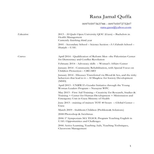 Rana Jamal Quffa 2015 | PDF