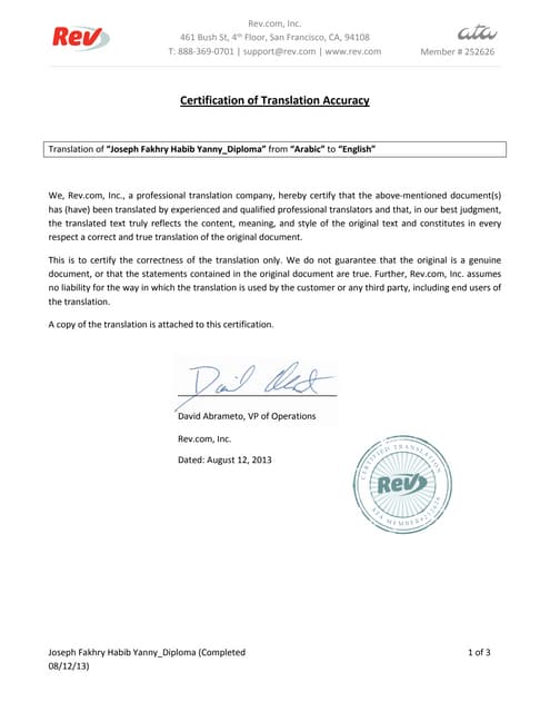 Joseph Yanny presentations