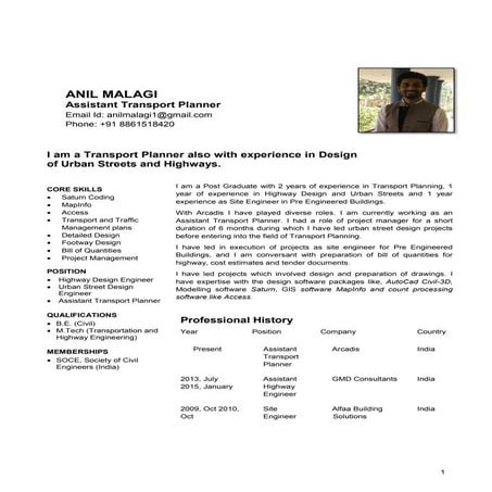 CV_Anil Malagi | PDF | Civil Engineering Industry | Industries