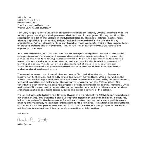 Reference for Tim Owens from Mike Sutton | PDF