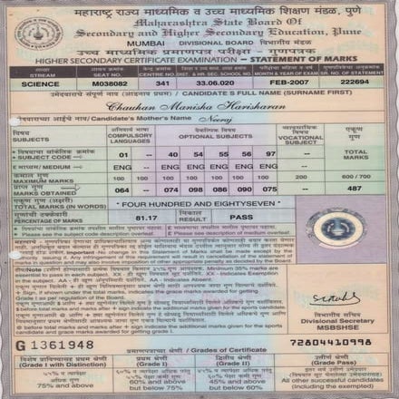 HSC(Marksheet) | PDF