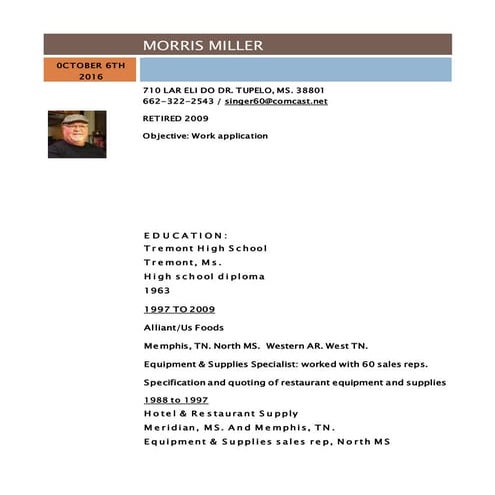 MORRIS MILLER RESUME | DOCX
