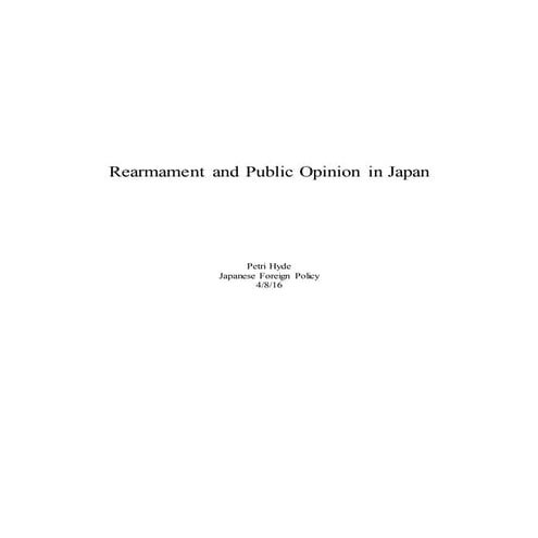 Rearmament and Public Opinion in Japan | DOCX | Civic affairs | Politics