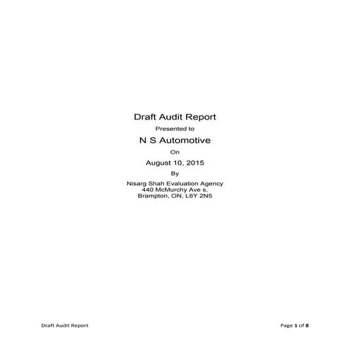 Draft Audit Report_Nisarg | PDF