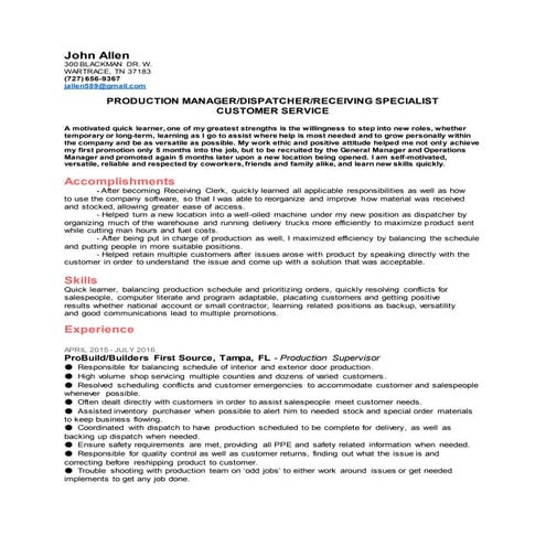 John Allen resume | DOCX