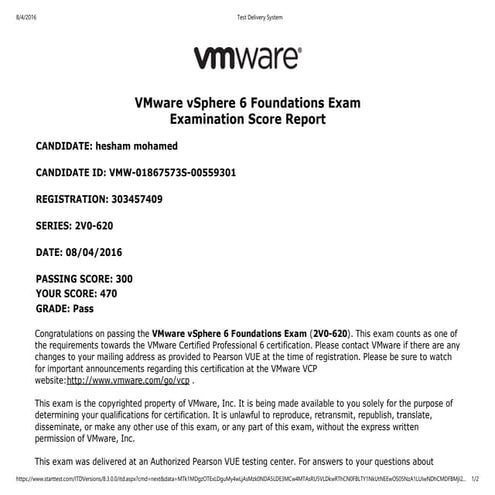 Test Delivery System-VCP Vsphere foundation | PDF | Computer Software ...