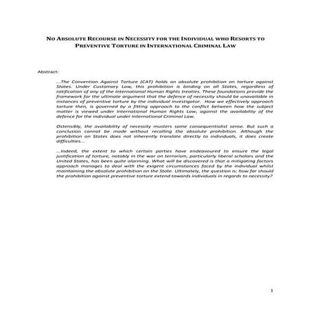 NO ABSOLUTE RECOURSE IN NECESSITY FOR THE INDIVIDUAL WHO RESORTS TO ...