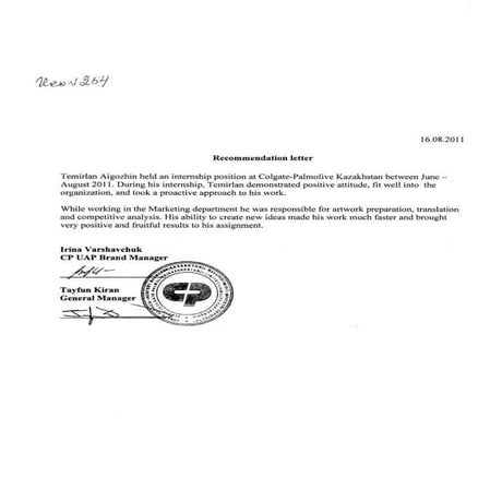 Colgate Reference letter | PDF