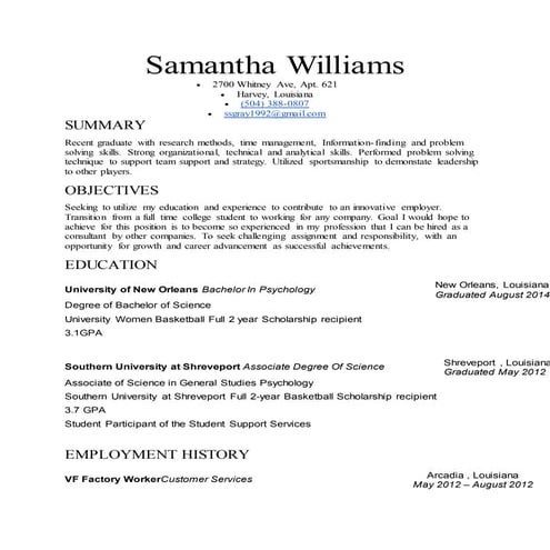 Samantha Williams Resume | DOCX