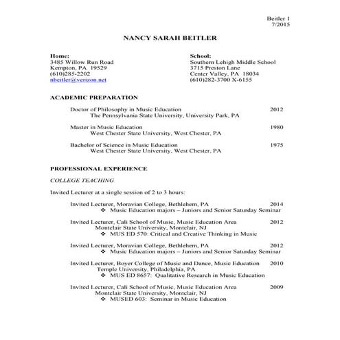 Beitler CV 2015 | PDF