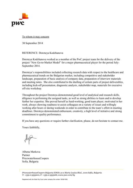 Doroteya K. recommendation | PDF Doroteya K. recommendation | PDF