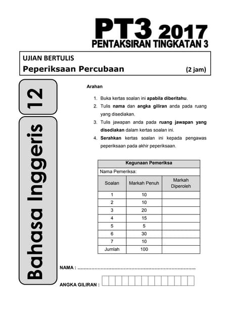 Form 1 english examination paper | PDF