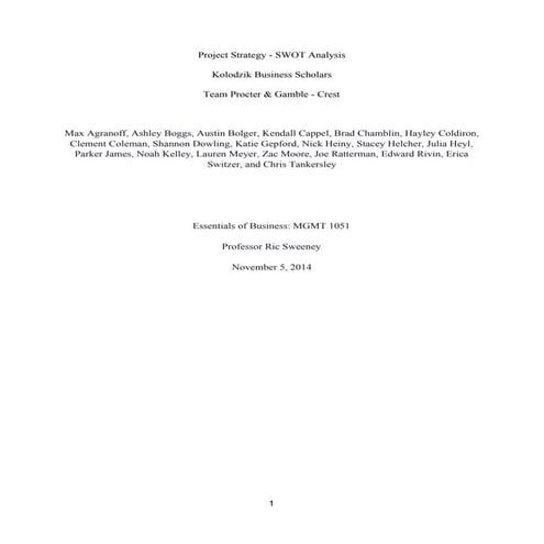 Crest SWOT Analysis | PDF