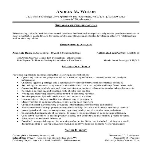 Andrea Wilson - Resume | DOC