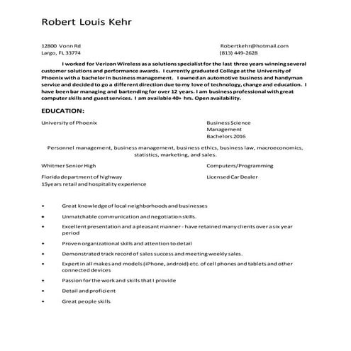 2017 Resume | DOCX | Business Administration | Business
