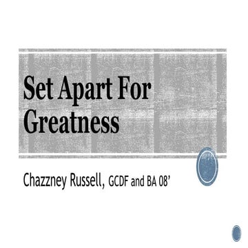 Set Apart For Greatness | PPT