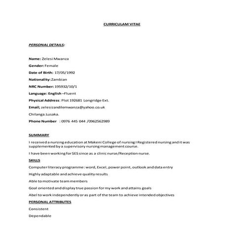 CV with Cover Notes | DOCX