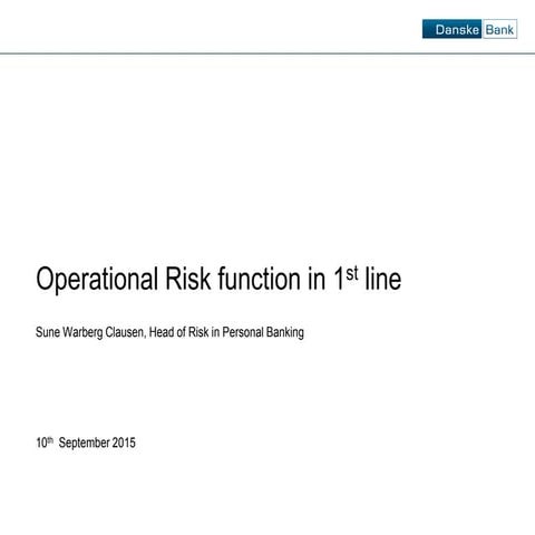 Operational Risk function in 1st line | PDF