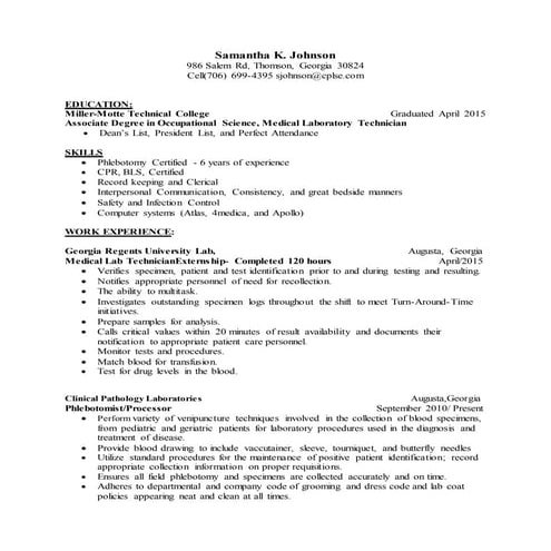 Job Description For Medical Laboratory Assistant | PDF
