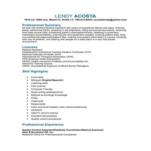 LendyAcosta Resume | RTF