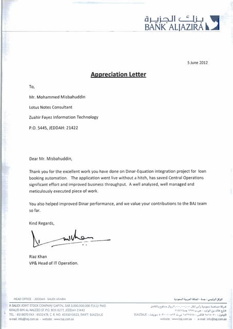 Appreciation Letter_Huawei | PDF