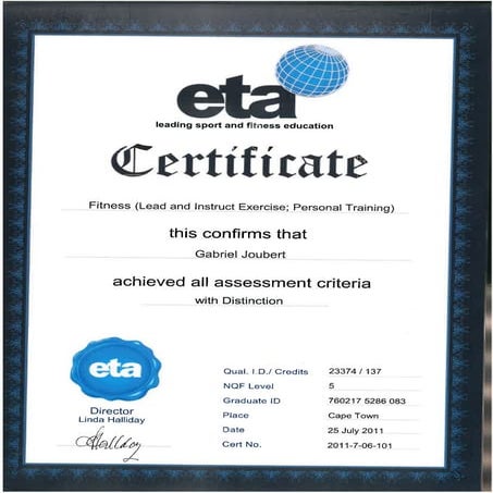 ETA College - Fitness Certificate | PDF