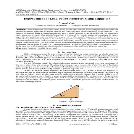 Improvement of Load Power Factor by Using Capacitor | PDF