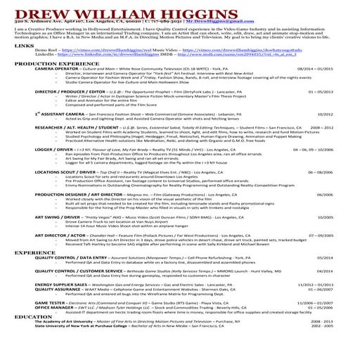 Drew William Higgins Ent Rez | PDF