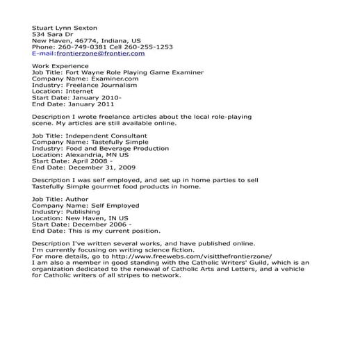 Revised Resume for Stuart Lynn Sexton | PDF