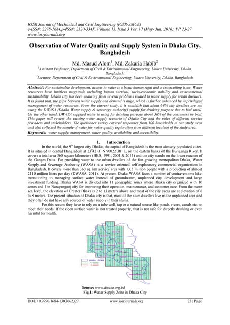 UNACCOUNTED FOR WATER IN URBAN WATER SUPPLY SYSTEM FOR DHAKA CITY ...