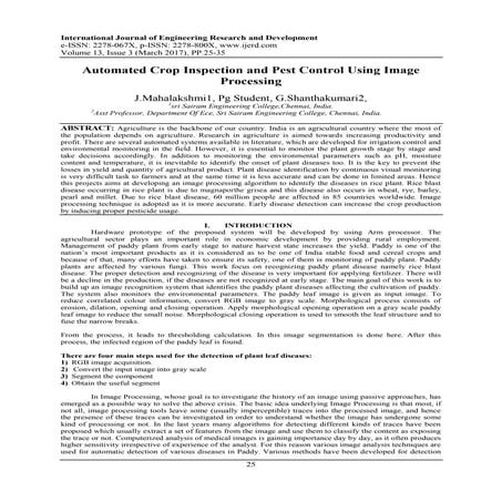 Automated Crop Inspection and Pest Control Using Image Processing | PDF