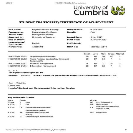 KABAMBI KABANGU_Eugene_ CERTIFICATE OF ACHIEVEMENT_Transcript ...