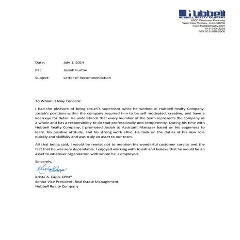 Front desk reference letter | DOC