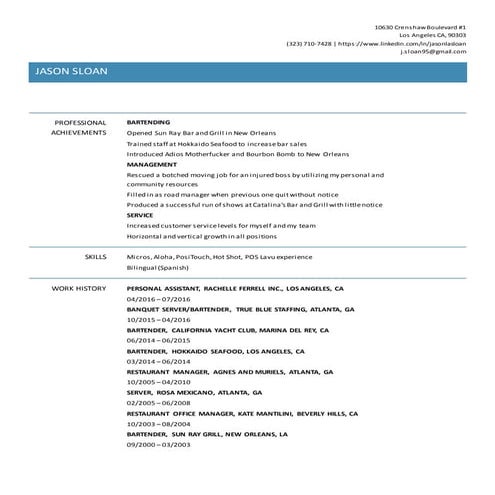 Jason Resume Bar Hybrid | DOCX