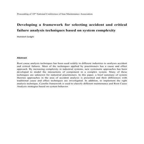 Developing a framework for selecting accident and critical failure ...