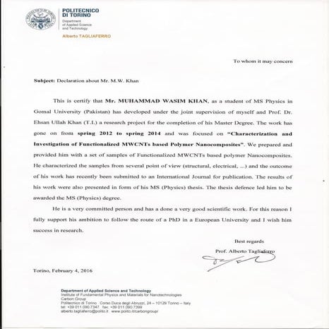 Politecnico Experience Letter 001 | PDF