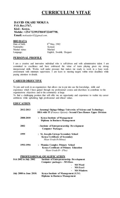 NEW CV nysc second format | DOCX