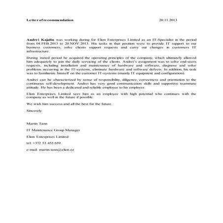 Recommendation Letter | DOCX