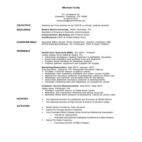 Michael Cully Resume | PDF
