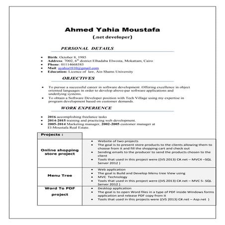 Ahmed Abdelkarim-Senior Windows Developer-CV | PDF