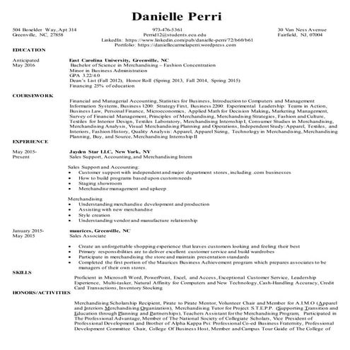 Danielle Perri's Resume 2015 | DOCX