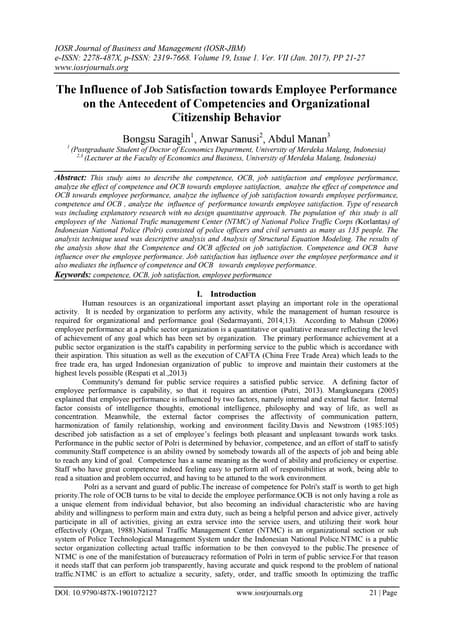 Beyond the Call of Duty; How Professionalism, Motivation, and OCB Shape Police Performance | PDF