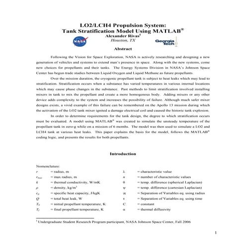 Alex Rivas - Tank Stratification Model Using MATLAB | PDF