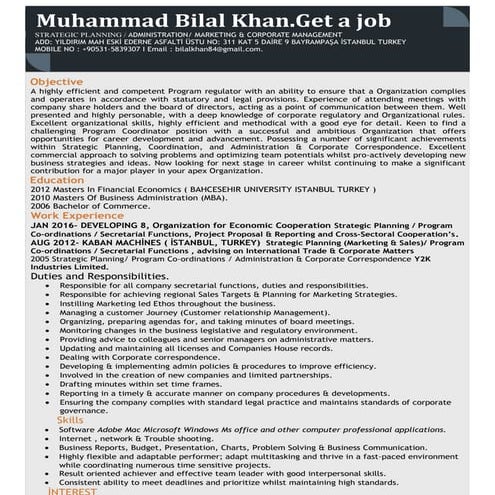 Muhammad Bilal Khan Marketing | DOC